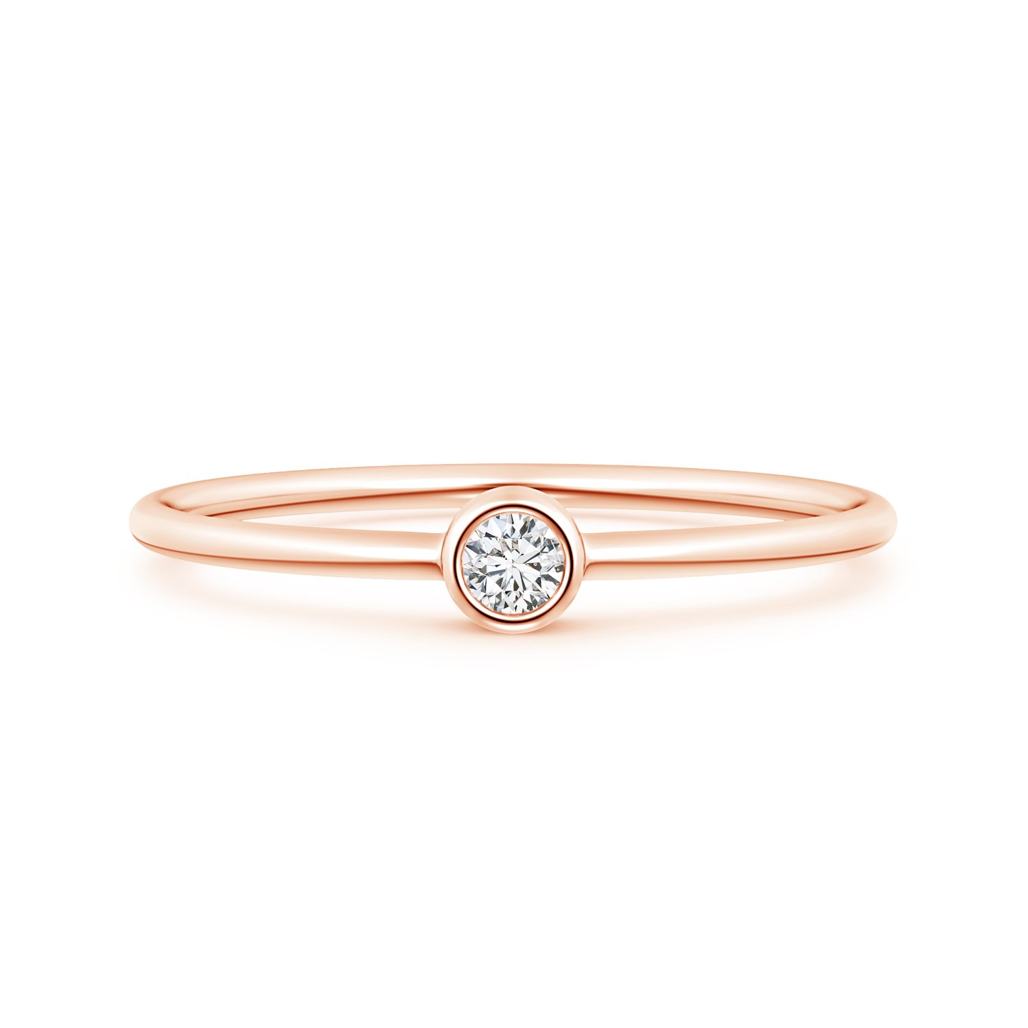 Pure Ignis April Birthstone- Solitaire H SI2 Lab Created Round Diamond Stackable Ring in 14k Rose Gold (Ring Size 7)