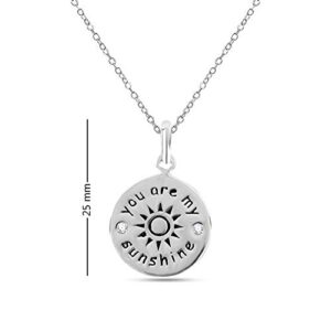 LeCalla Sterling Silver Jewelry Antique Engrave You are My Sunshine Pendant for Women