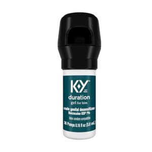 K-Y Duration Gel 0.16 fl oz, for Men, Adult Couples, Numbing Male Genital Desensitizer to Last Longer, Pleasure Enhancer, 36 Pumps, Latex Condom Compatible