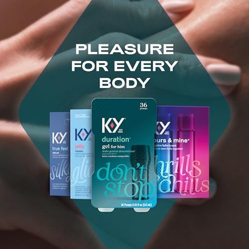 K-Y Duration Gel 0.16 fl oz, for Men, Adult Couples, Numbing Male Genital Desensitizer to Last Longer, Pleasure Enhancer, 36 Pumps, Latex Condom Compatible