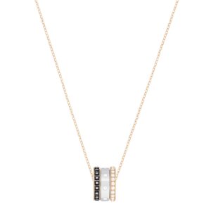 swarovski hint women's pendant necklace with a mixed metal finish and white crystals on a rose-gold tone plated chain