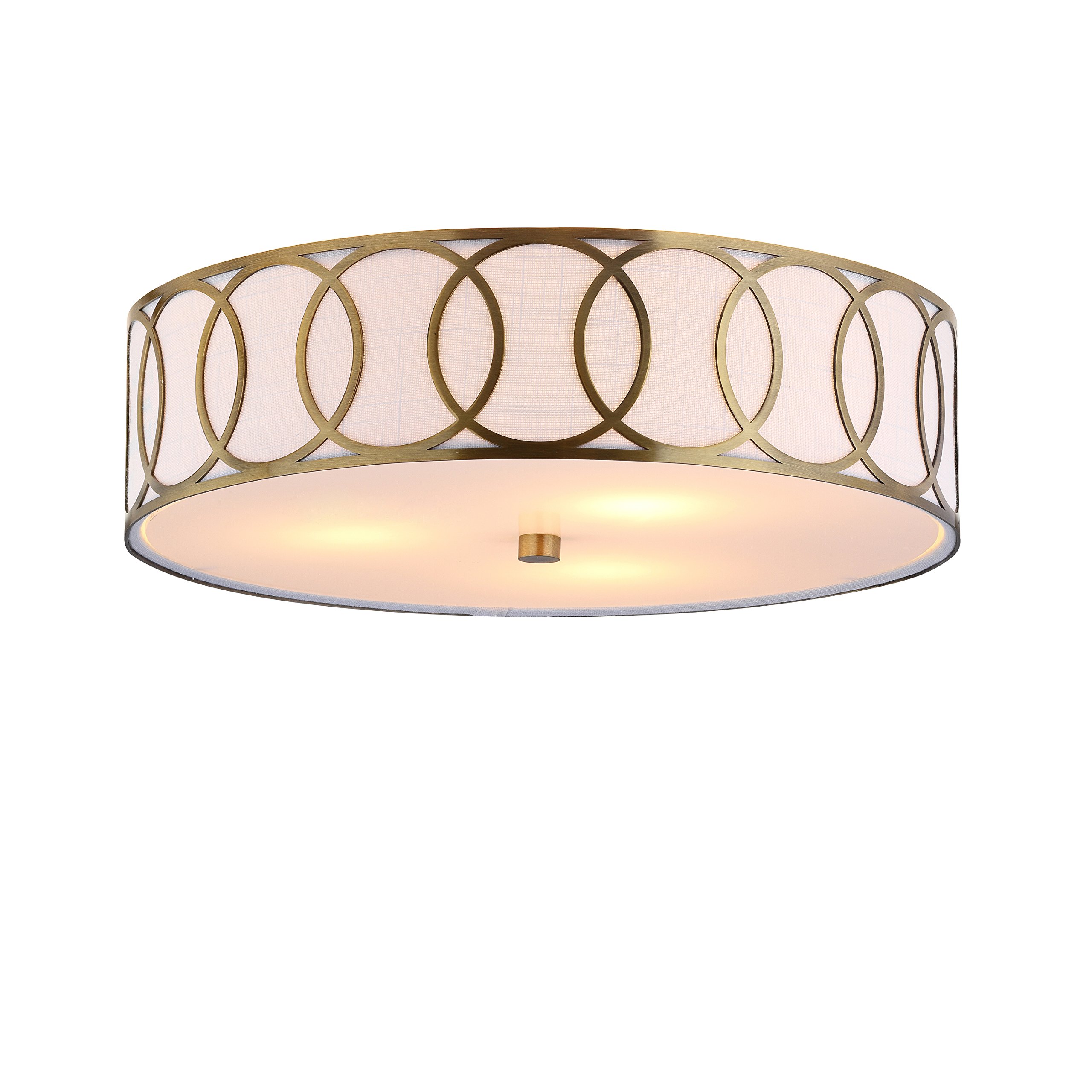 JONATHAN Y JYL3503A Aubrey 3-Light 15.5" Metal LED Flush Mount Contemporary,Transitional Dimmable, 2700K Cozy Warm Light, for Kitchen,Hallway,Bathroom,Stairwell, Brass Gold