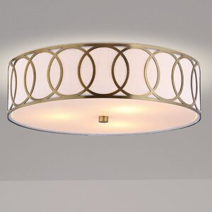 JONATHAN Y JYL3503A Aubrey 3-Light 15.5" Metal LED Flush Mount Contemporary,Transitional Dimmable, 2700K Cozy Warm Light, for Kitchen,Hallway,Bathroom,Stairwell, Brass Gold