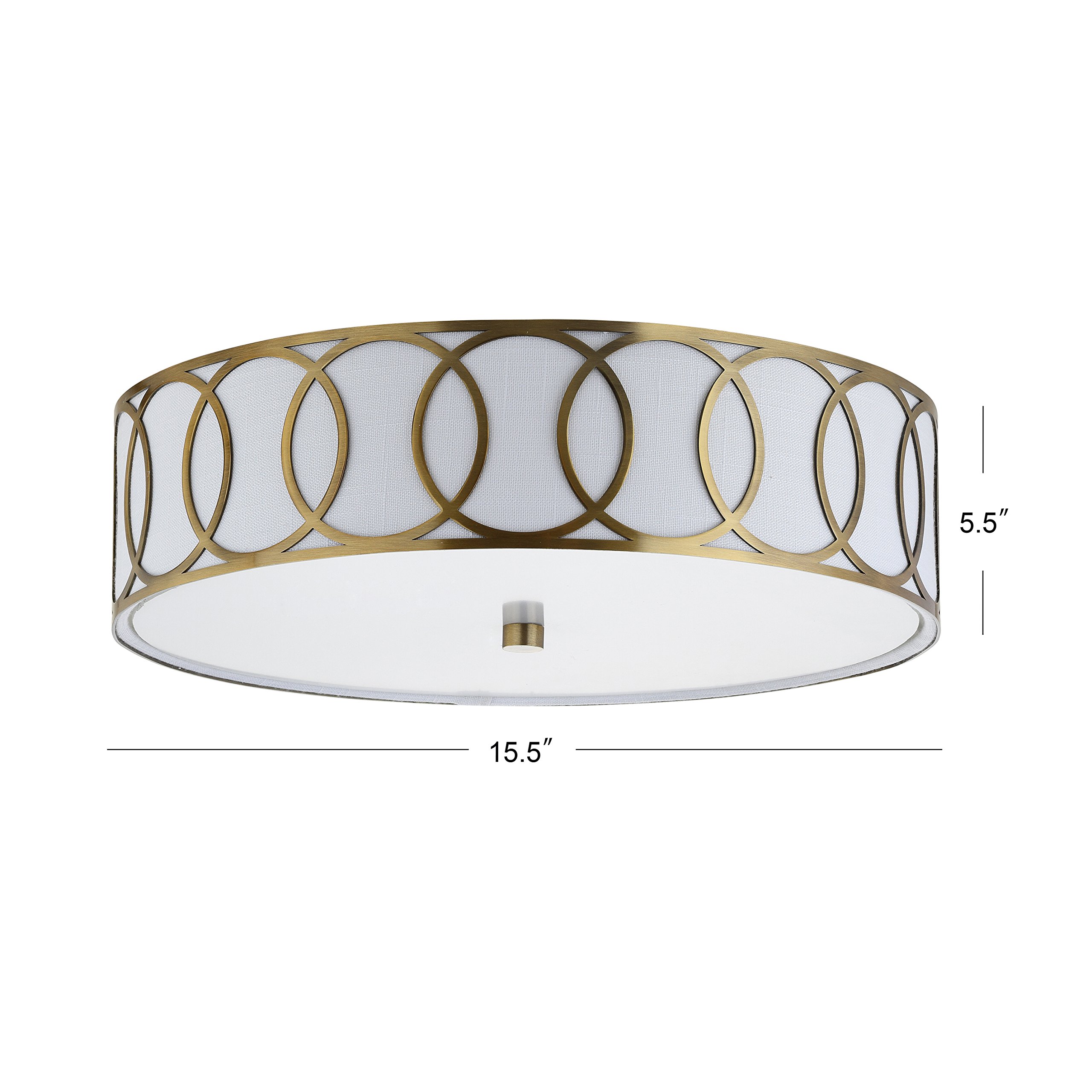 JONATHAN Y JYL3503A Aubrey 3-Light 15.5" Metal LED Flush Mount Contemporary,Transitional Dimmable, 2700K Cozy Warm Light, for Kitchen,Hallway,Bathroom,Stairwell, Brass Gold