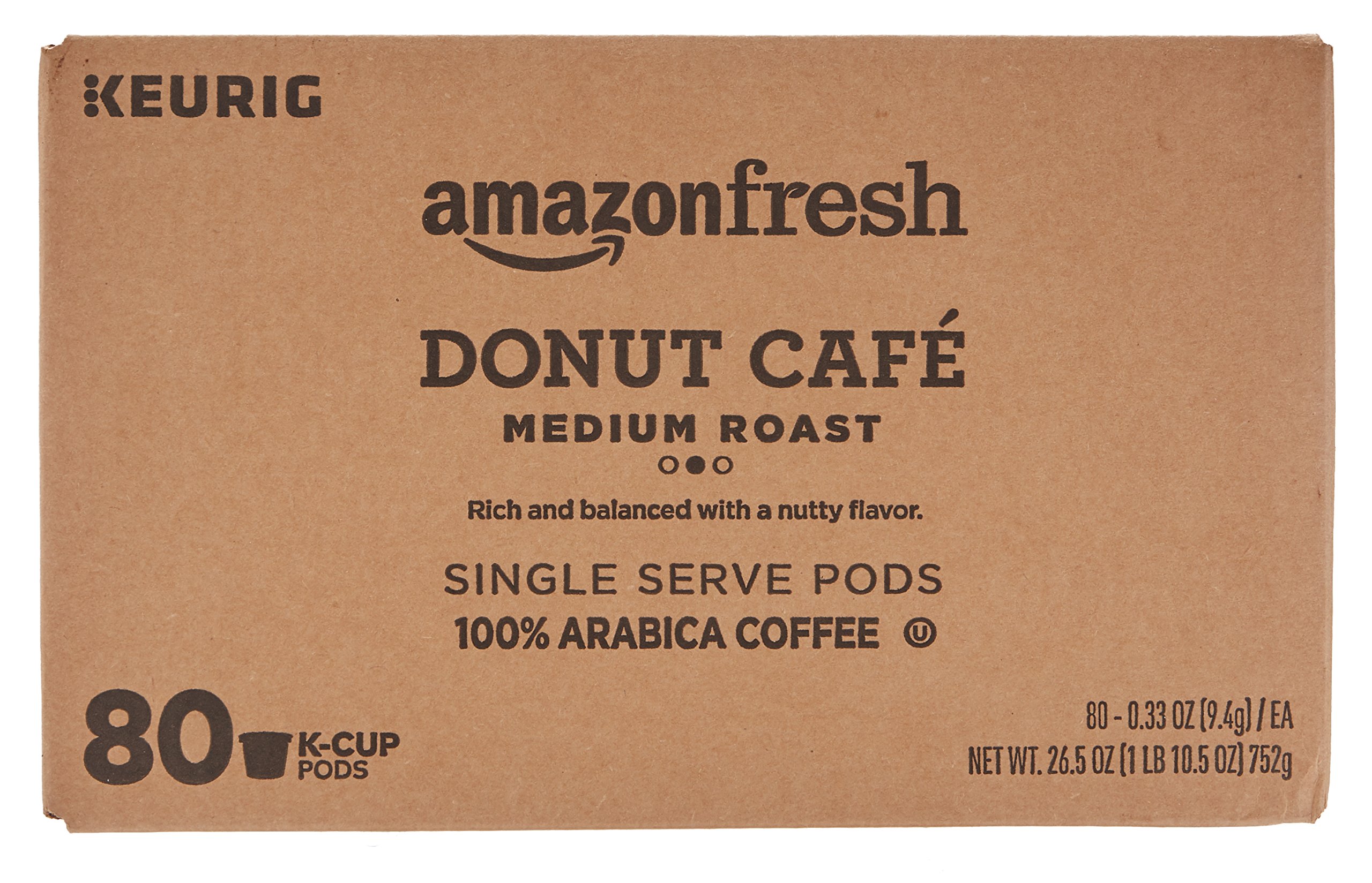 AmazonFresh Donut Cafe 80 Ct. K-Cups, Medium Roast, Keurig K-Cup Brewer Compatible