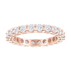 1 carat (ctw) 14k rose gold round diamond ladies eternity wedding anniversary stackable ring band premium collection