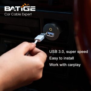 BATIGE USB 3.0 & 3.5mm Car Mount Flush Cable 3.5mm + USB3.0 AUX Extension Dash Panel Waterproof Mount Cable for Car Boat and Motorcycle - 6ft