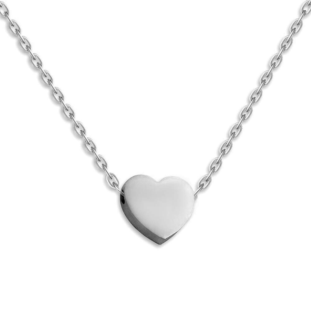 Stainless Steel Sliding Float Heart Shaped Charm Necklace (Single Heart-Silver)