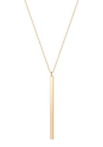 culovity simple bar pendant necklace long lariat chain polished jewelry for women, 2.4" pendant 35" chain goldtone 1pcs