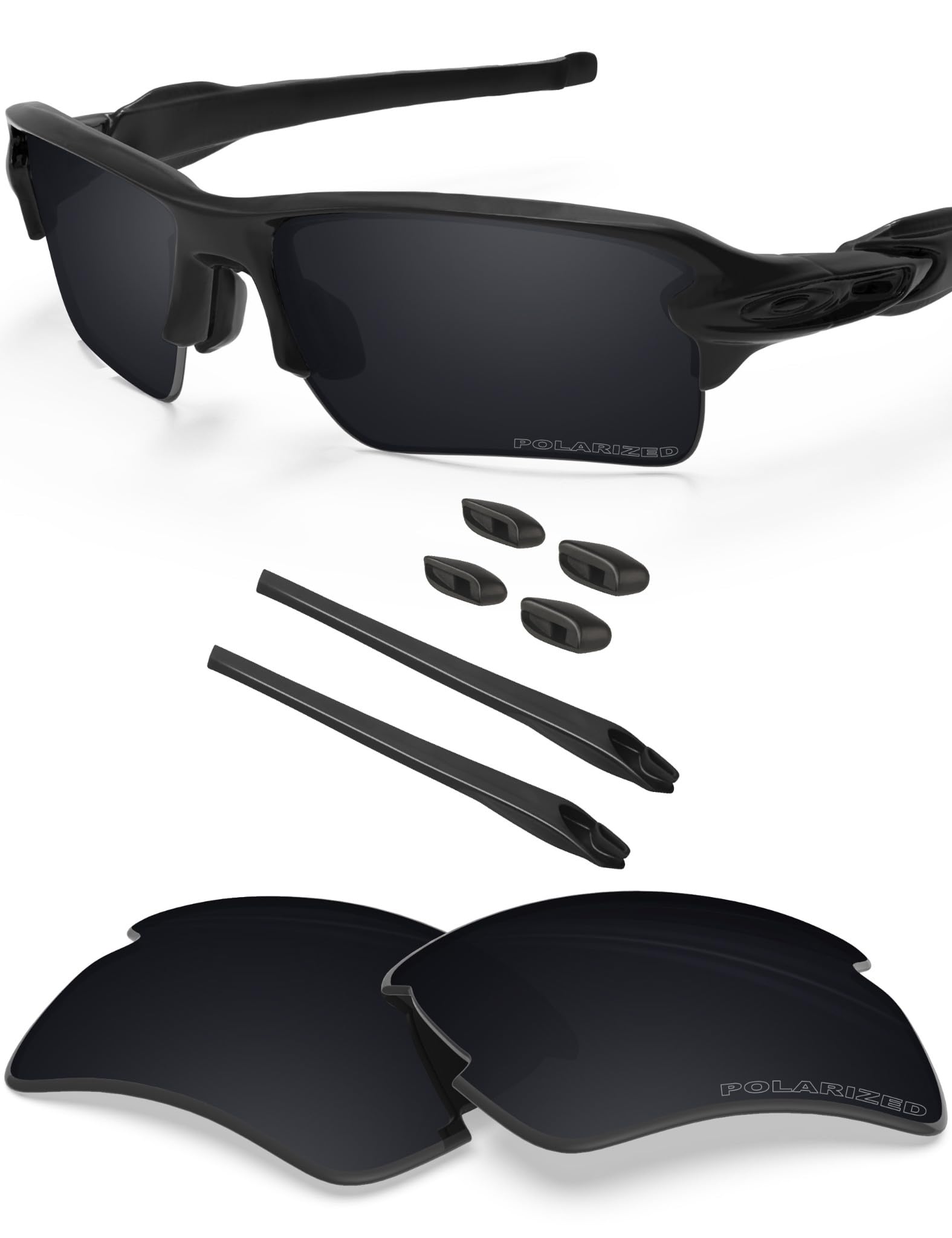 BLAZERBUCK Polarized Replacement Lenses for Oakley Flak 2.0 XL OO9188- Black