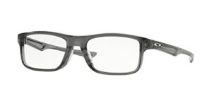 oakley men's ox8081 plank 2.0 rectangular prescription eyeglass frames, polished grey smoke/demo lens, 53 mm