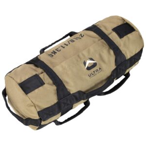 ultra fitness workout exercise sandbag - heavy duty sand-bag for functional strength training, dynamic load exercises, wods, general fitness and military conditioning (large 50-125lbs, tan)