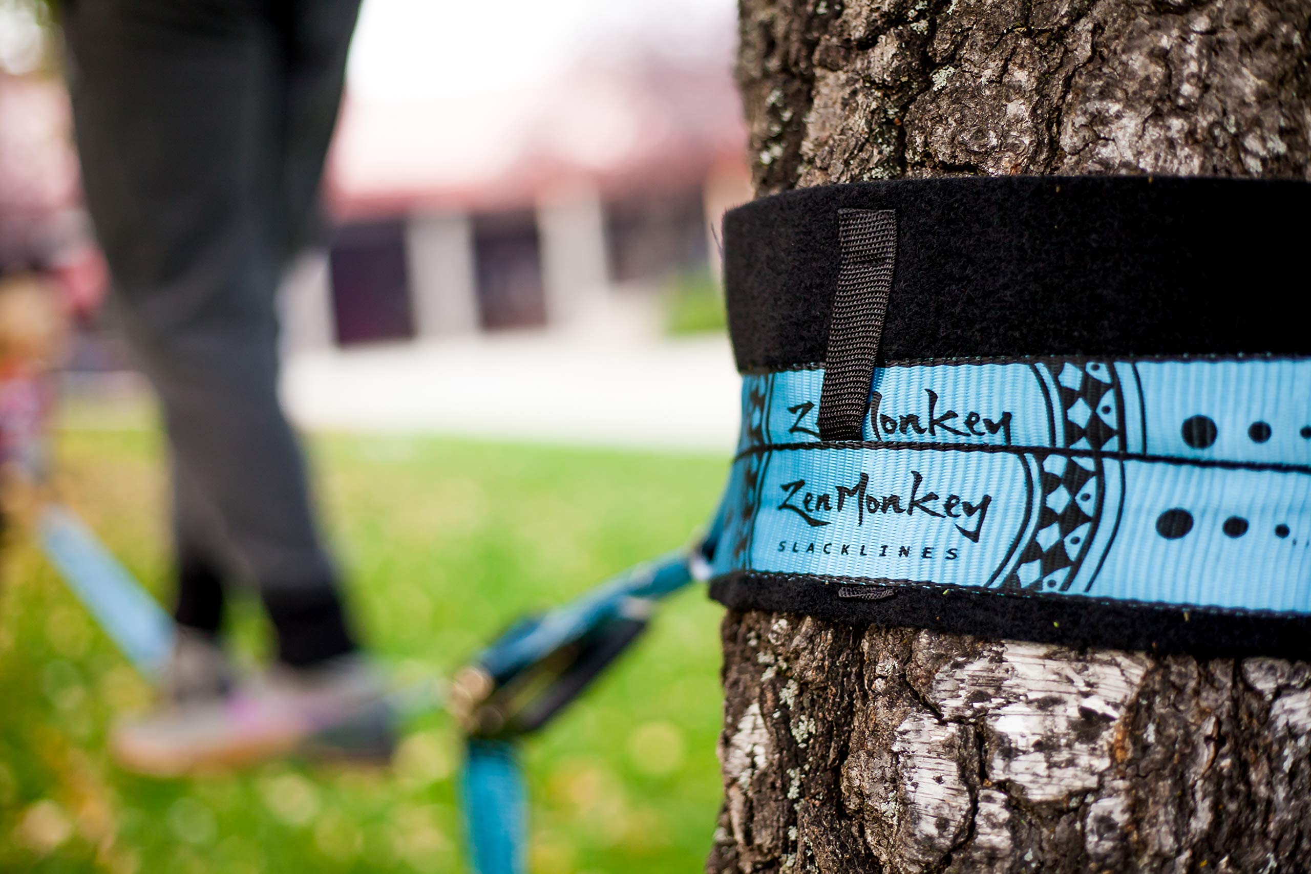 ZenMonkey Slackline Kit with Tree Protectors, Cloth Carry Bag and Instructions, 60 Foot - Easy Setup for the Family, Kids and Adults