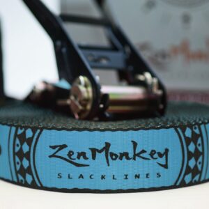 ZenMonkey Slackline Kit with Tree Protectors, Cloth Carry Bag and Instructions, 60 Foot - Easy Setup for the Family, Kids and Adults