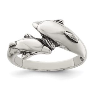 diamond2deal solid 925 sterling silver dolphin ring