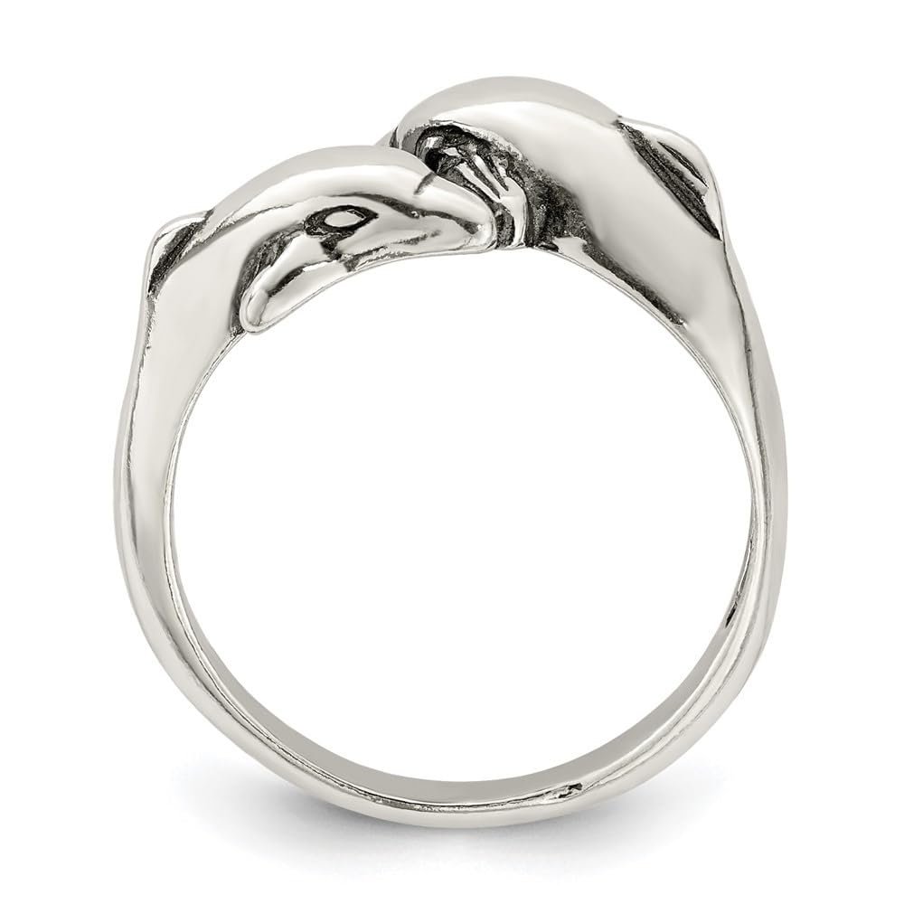 Diamond2Deal Solid 925 Sterling Silver Dolphin Ring