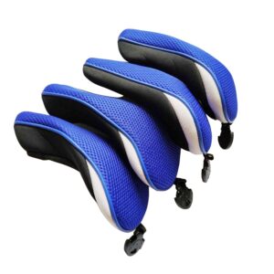 kepoda 4pcs golf hybrid club head cover ut rescue covers with interchangeable number tags (blue)