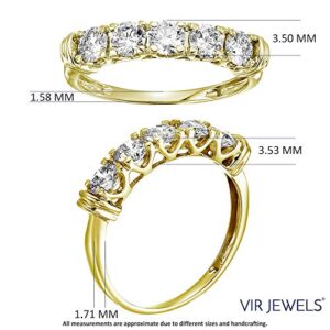 VIR JEWELS 1 cttw 5 Stone Diamond Ring in 14K Yellow Gold Engagement Prong Set Round, Size 9.5