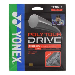 yonex poly tour drive 125/16l tennis string silver (silver)