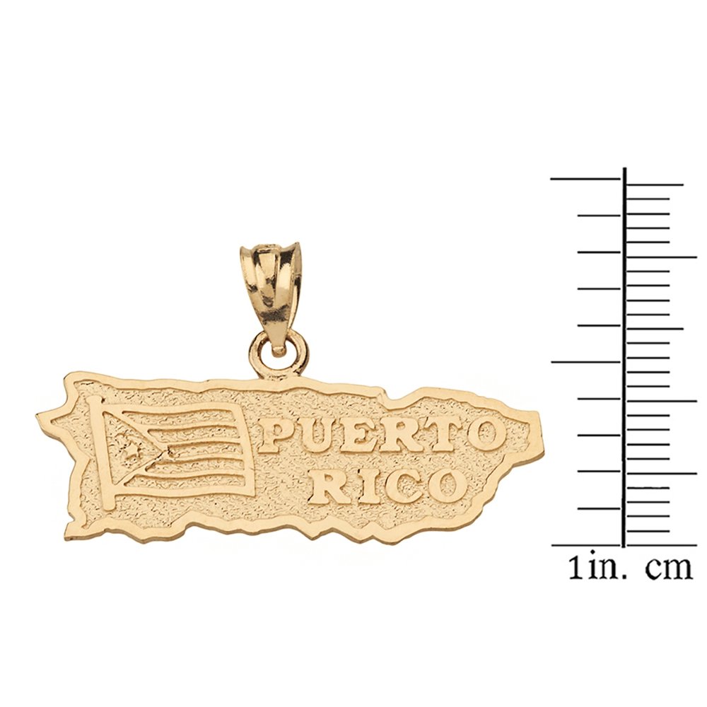 Puerto Rico US State Map Charm Pendant in 10k Yellow Gold