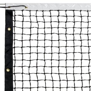 standard tennis net with winch cable - 42" plastic-coated & vinyl netting - full size replacement sports equipment for indoor and outdoor tennis courts - carrying bag included