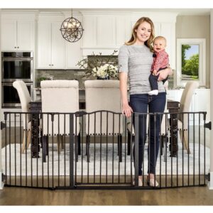 Regalo Deluxe Home Accents Widespan Safety Gate, 74.5" W x 28" H, Includes 4 Wall Mounts , Black