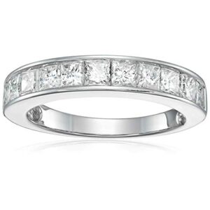 vir jewels 2 cttw diamond wedding band for women, princess cut diamond wedding band in 14k white gold channel set, size 7