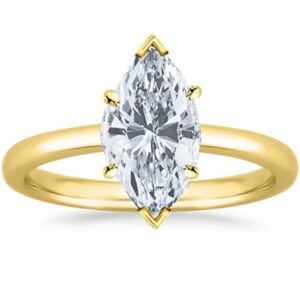 3/4 carat gia certified 14k yellow gold solitaire marquise cut diamond engagement ring (0.75 ct g-h color, i1 clarity)