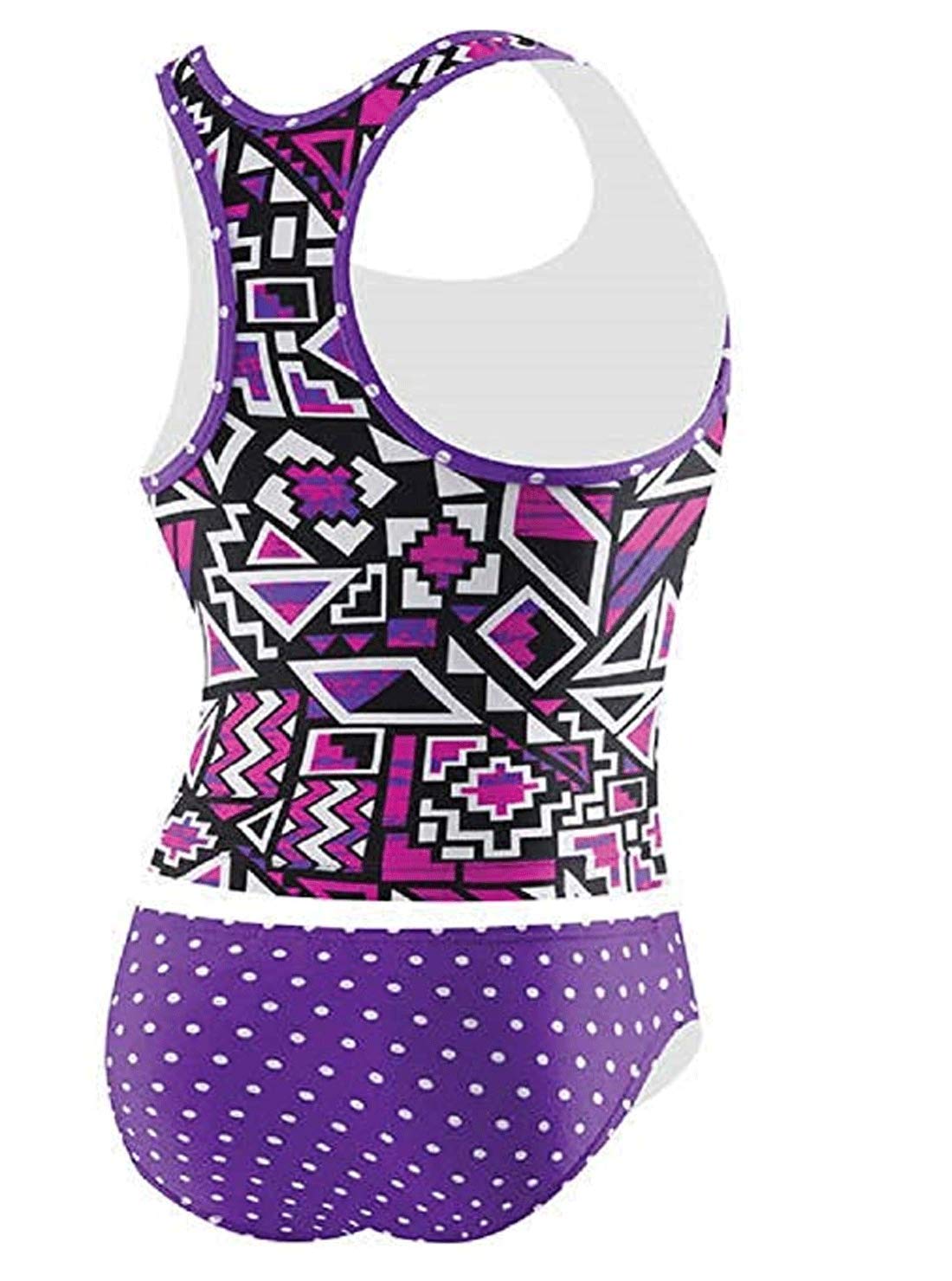 Speedo Girls' 2-Piece Swim, Tankini Purple Geo (12)