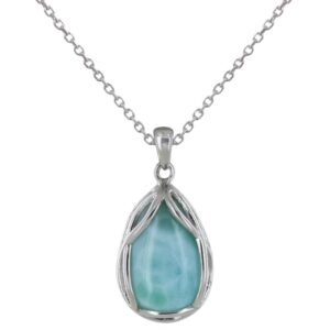 les poulettes jewels - sterling silver pendant larimar elvish drop