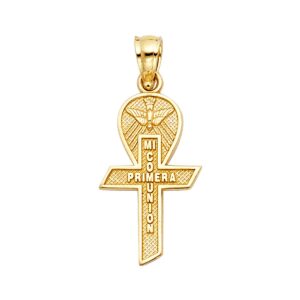 14k yellow gold cross religious pendant - height 20 mm width 12 mm/avg. weight 0.9 grams