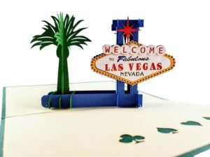 igifts and cards las vegas 3d pop up greeting card - lady luck, gambling, money, fun, iconic, half-fold, special occasion, thank you, mother's & father's day, just because, happy birthday