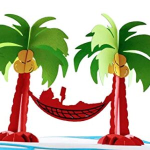 iGifts And Cards Funny Woman Relaxes on Beach 3D Pop Up Greeting Card – Happy Birthday Card For Her, Wife, Cute Tropical Sunshine Vacation, Congratulations On Your Retirement, 6" X 8"