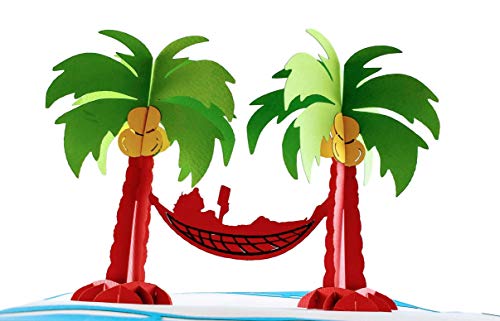 iGifts And Cards Funny Woman Relaxes on Beach 3D Pop Up Greeting Card – Happy Birthday Card For Her, Wife, Cute Tropical Sunshine Vacation, Congratulations On Your Retirement, 6" X 8"