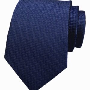 Elfeves Navy Blue Gingham Seft Ties Woven Narrow Party Cool Italy Necktie 3.15" for Men