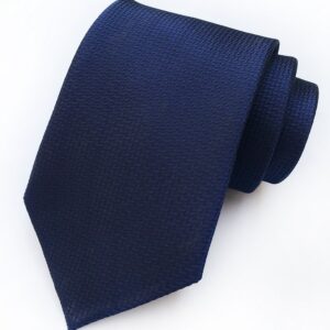 Elfeves Navy Blue Gingham Seft Ties Woven Narrow Party Cool Italy Necktie 3.15" for Men