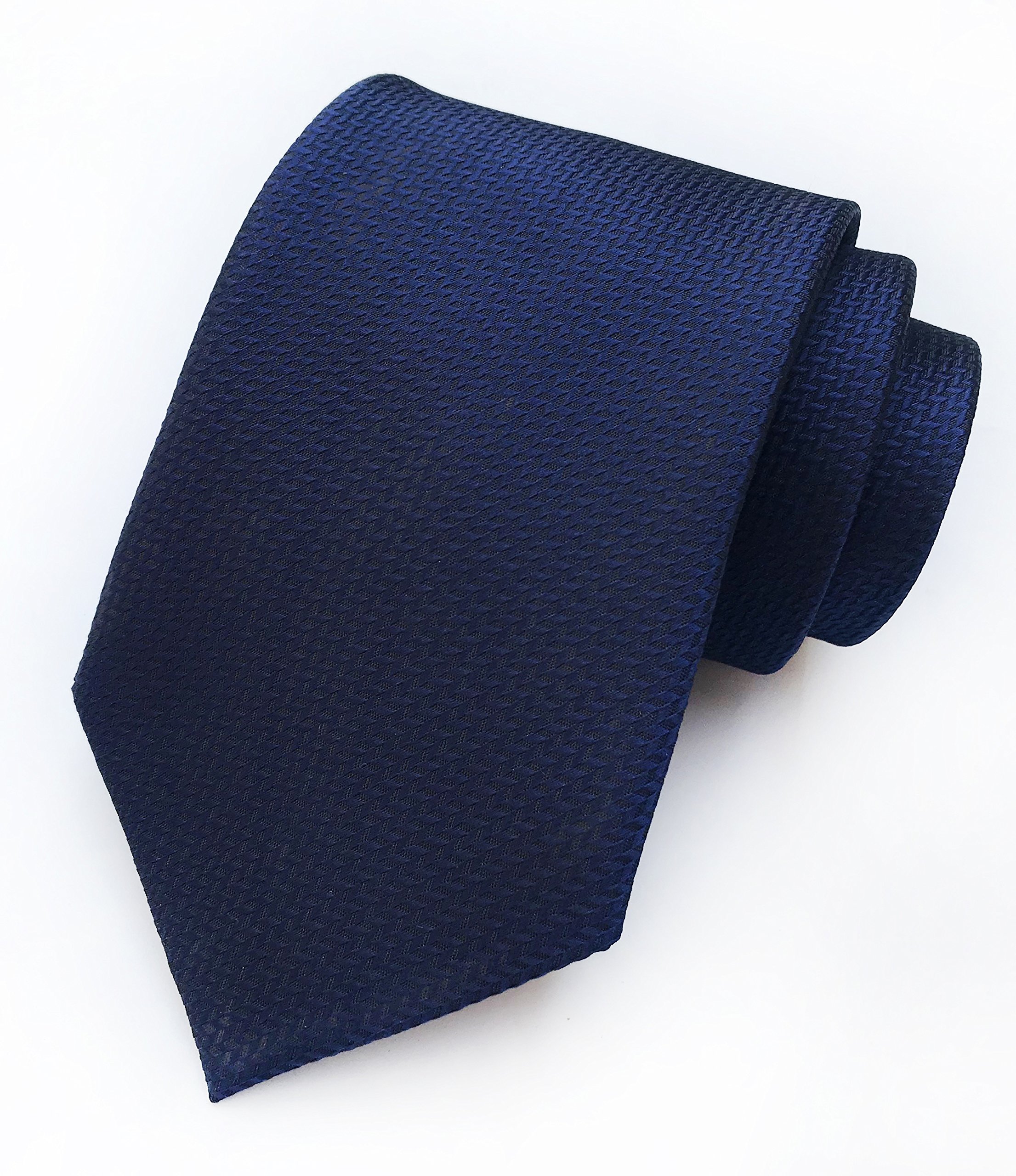 Elfeves Navy Blue Gingham Seft Ties Woven Narrow Party Cool Italy Necktie 3.15" for Men