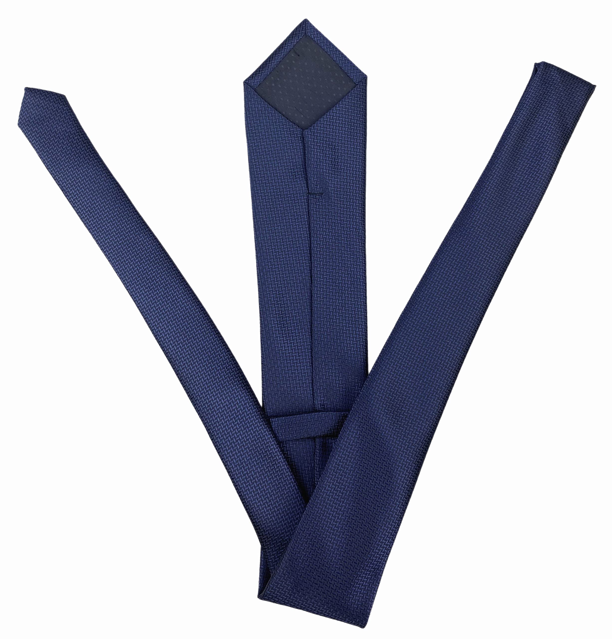 Elfeves Navy Blue Gingham Seft Ties Woven Narrow Party Cool Italy Necktie 3.15" for Men