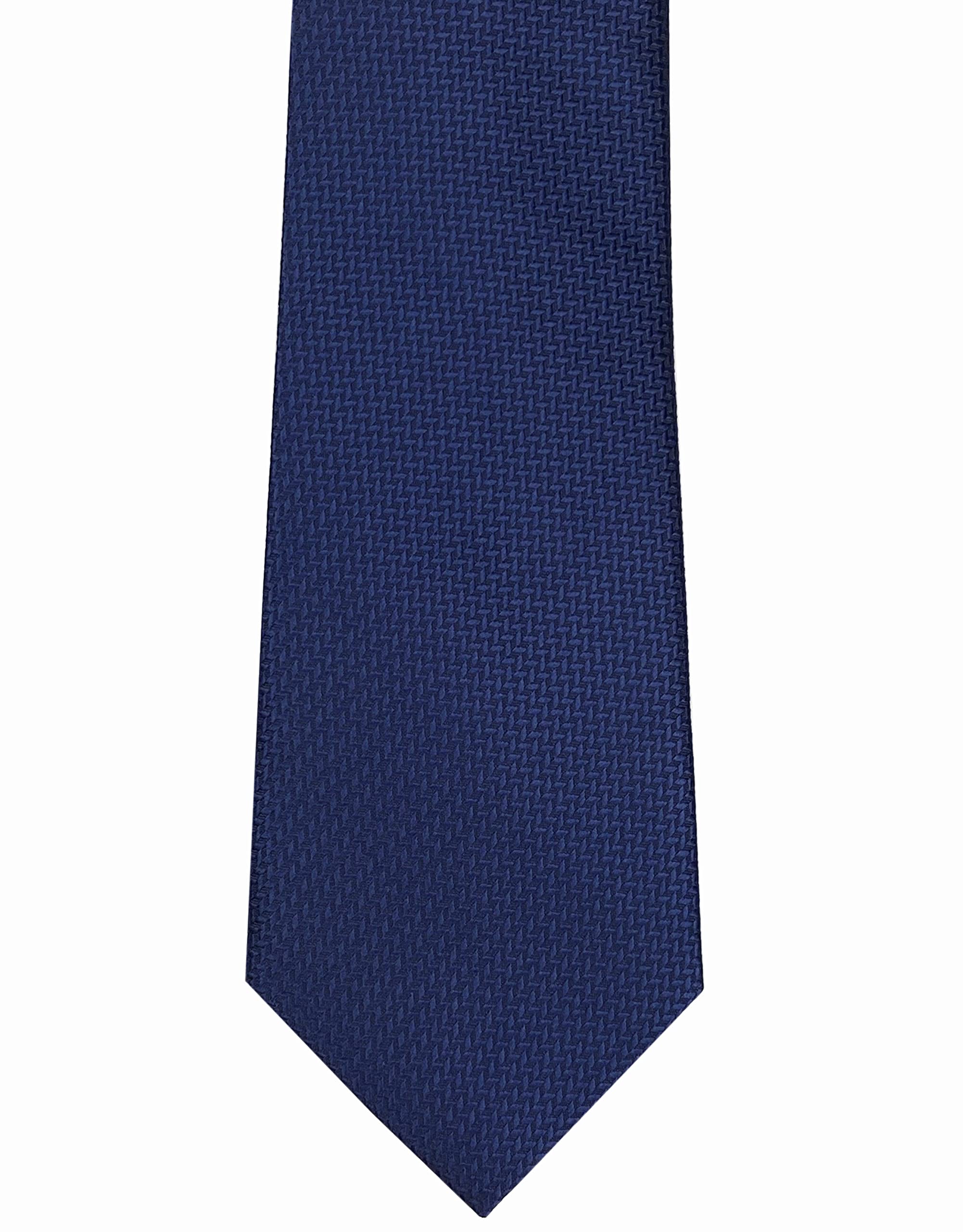 Elfeves Navy Blue Gingham Seft Ties Woven Narrow Party Cool Italy Necktie 3.15" for Men