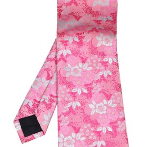 Elfeves Men's Women Boys Pink White Small Designer Jacquard Silk Tie Formal Self Necktie