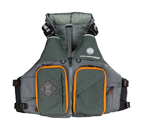 Wilderness Systems Fisher Kayaking Life Jacket | Easy Access Zippered Pockets Zippered Pockets | USCG Approved PFD - UL Type 5 Paddle Sports Life Vest | Large/X-Large, Gray (8070135)