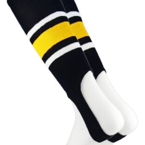 MadSportsStuff Baseball Stirrups Pattern E (Black/Gold/White, Medium)