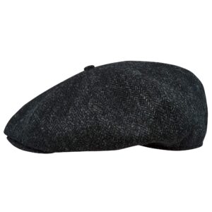 sterkowski men's newsboy cap | anthracite herringbone tweed cap with cotton lining | unisex outdoor hat for adults - 58 cm