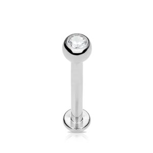 fifth cue solid g23 implant grade titanium internally threaded labret monroe cartilage stud w/jeweled ball (16ga (1.2mm) | 1/2" (12mm))