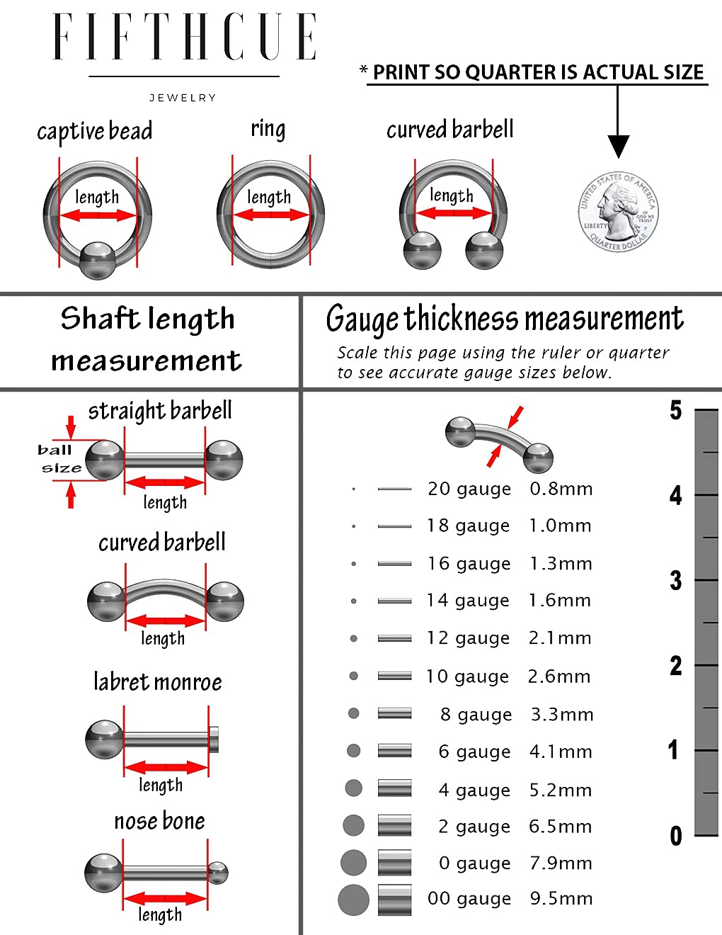 FIFTH CUE Solid G23 Implant Grade Titanium Internally Threaded Labret Monroe Cartilage Stud w/Jeweled Ball (16GA (1.2mm) | 1/2" (12mm))