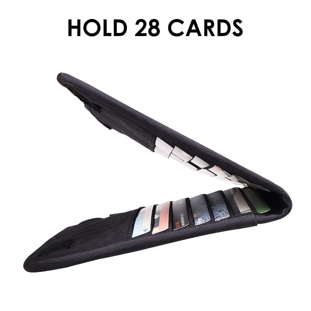 iN. Slim credit card holder wallet, Gift card display case, Minimalist light thin card storage case rfid blocking for men & women, with 28 slots in black