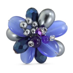 aeravida adjustable charming nautical blue floral cluster mix stone statement free size ring for women