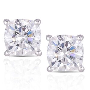 doveggs 10k white gold post 2.2ctw 6mm g-h-i color cushion cut moissanite simulated diamond stud earrings gold quality stelring silver earrings for women men