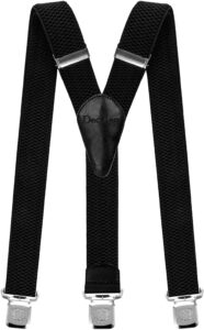 decalen mens suspenders with very strong clips heavy duty braces one size fits all big and tall wide adjustable and elastic y shape (black)