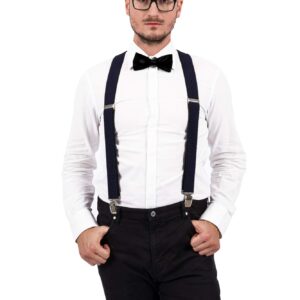 Decalen Mens Suspenders with Very Strong Clips Heavy Duty Braces One Size Fits All Big and Tall Wide Adjustable and Elastic Y Shape (Black)